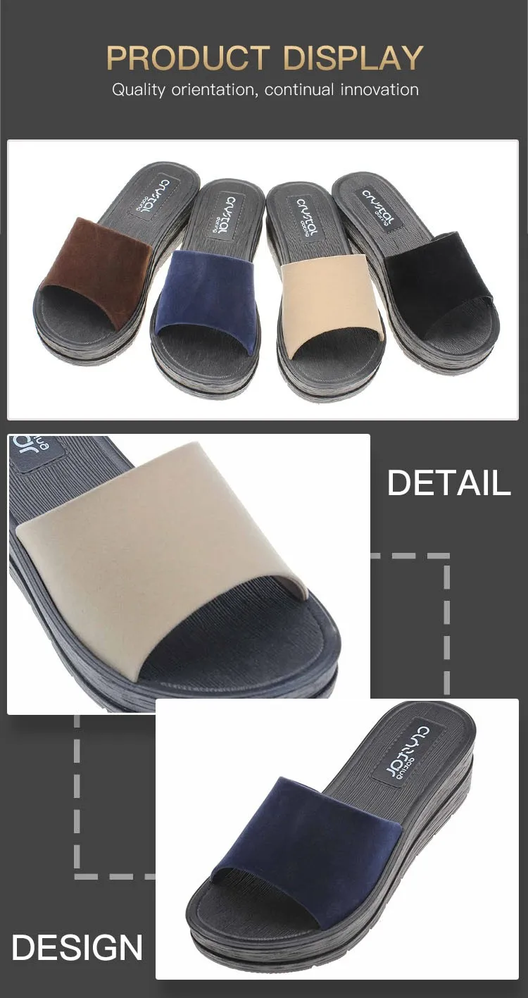 Ladies High Heel Flocking Slippers With Brown Outsole - Buy Fuzzy ...