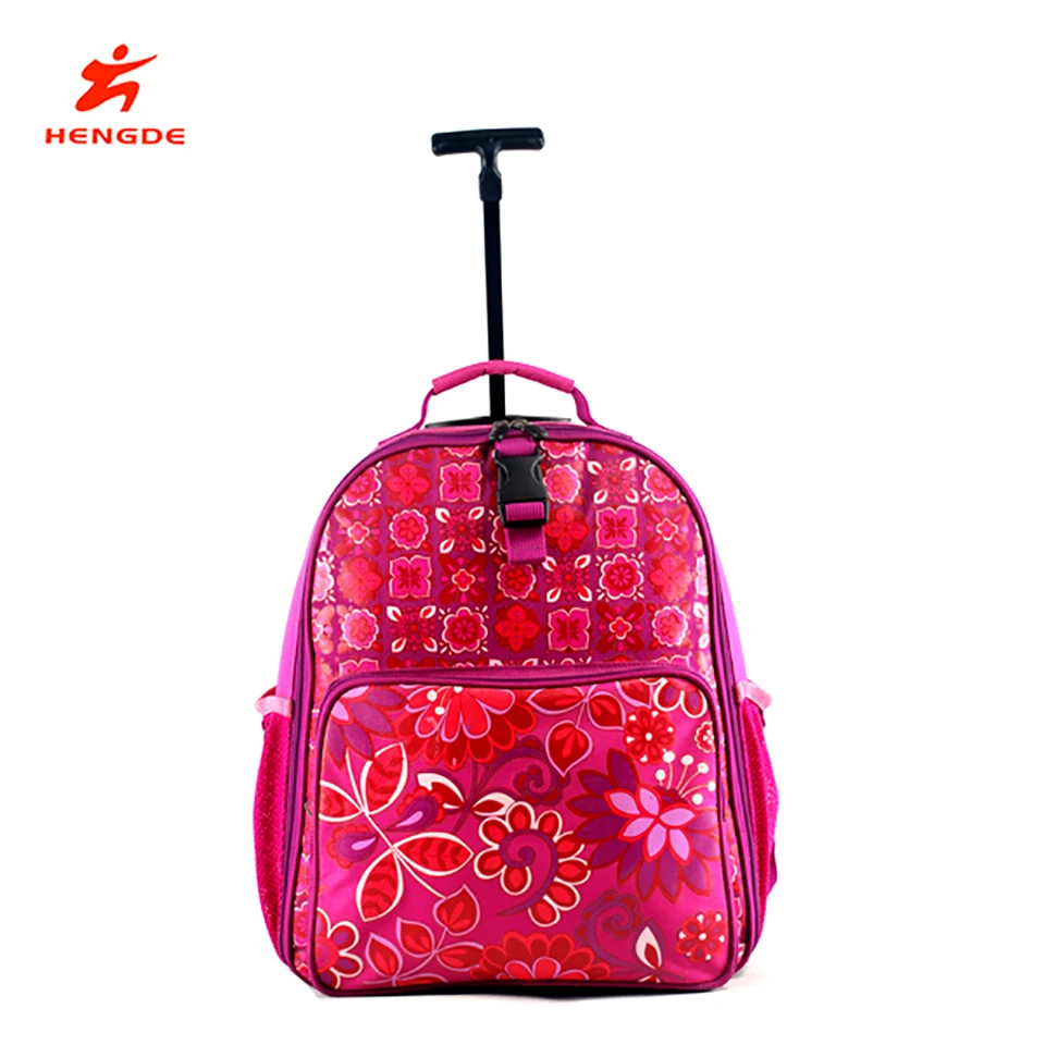 Flower Printed Small Cute Pink Kids Trolley School Bags - Buy Kids ...