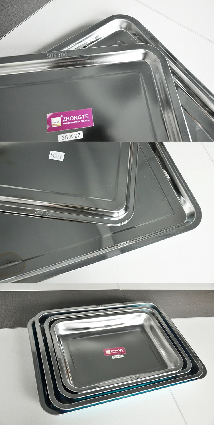 Zhongte Free Sample Ss Stainless Steel Plate Rectangle Food Serving ...