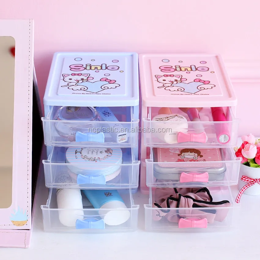 Transparent 3 Tier Plastic Storage Cabinet for Kids