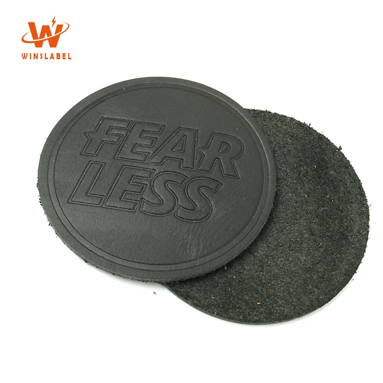 Custom Garment Embossed Logos Black Genuine Leather Patches Clothing ...