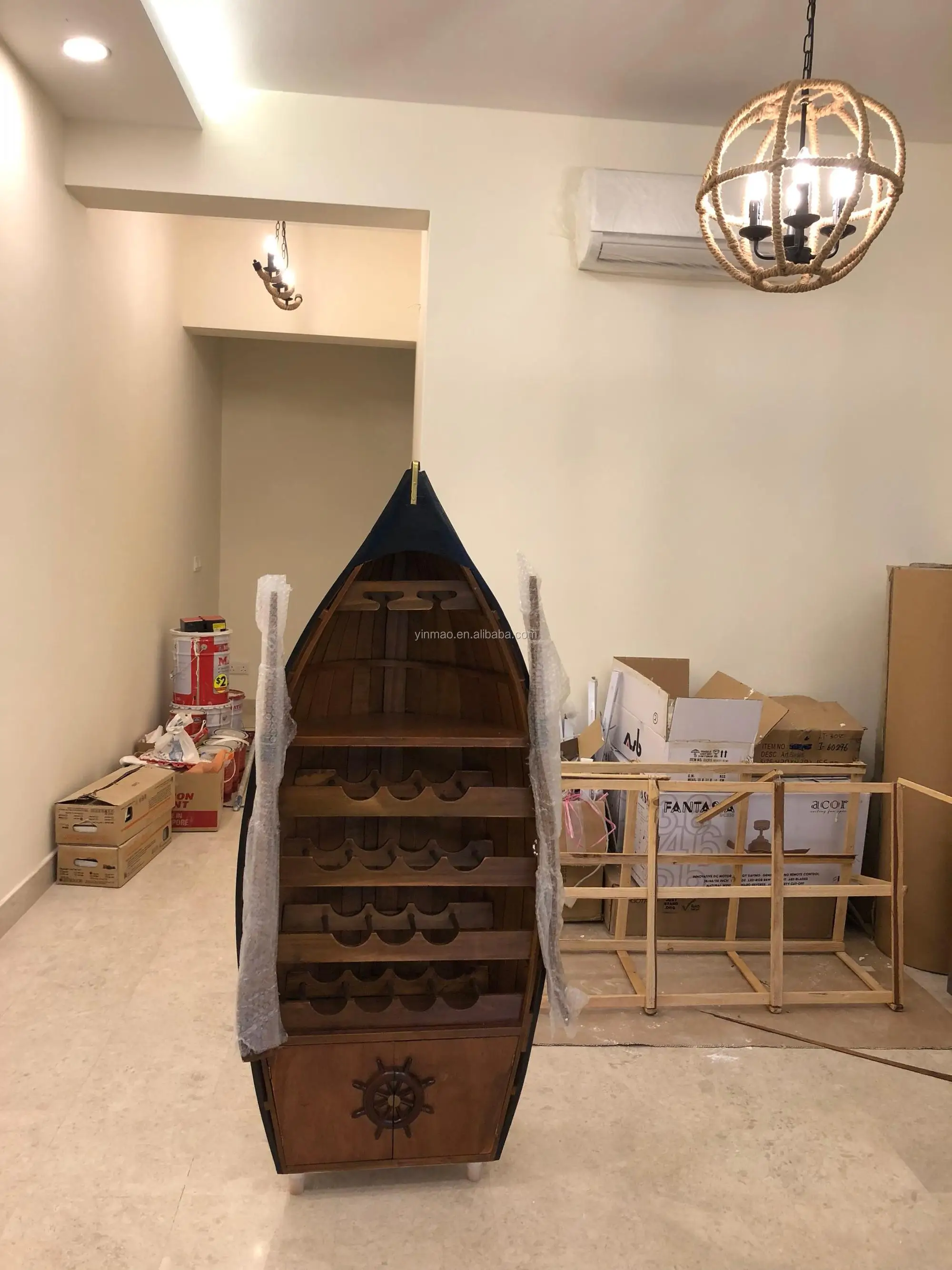 Wooden Ship Design Wine Rack,60x30x144cm,Marine Boat Style Cabine,Wine ...