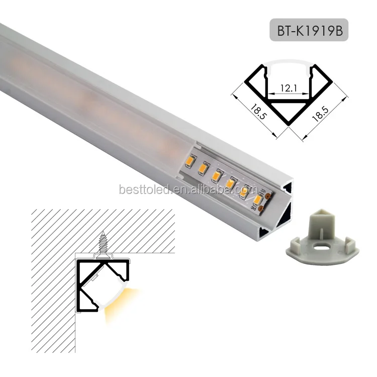 45 Degree Angle Corner Surface Mounted Led Extrusion Profile For Linear ...