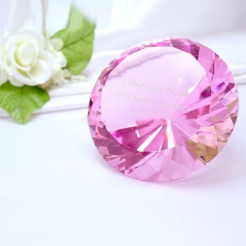 Wholesale Crystal Glass Pink Diamond Paper Town Office Decoration - Buy ...