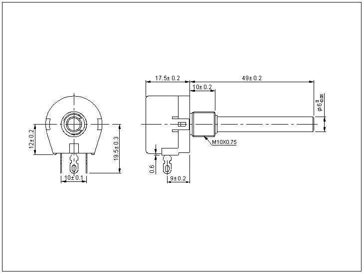 Potenciómetro Rheostat Rotary Wx118 B103,Eje Largo,Resistencia Variable ...