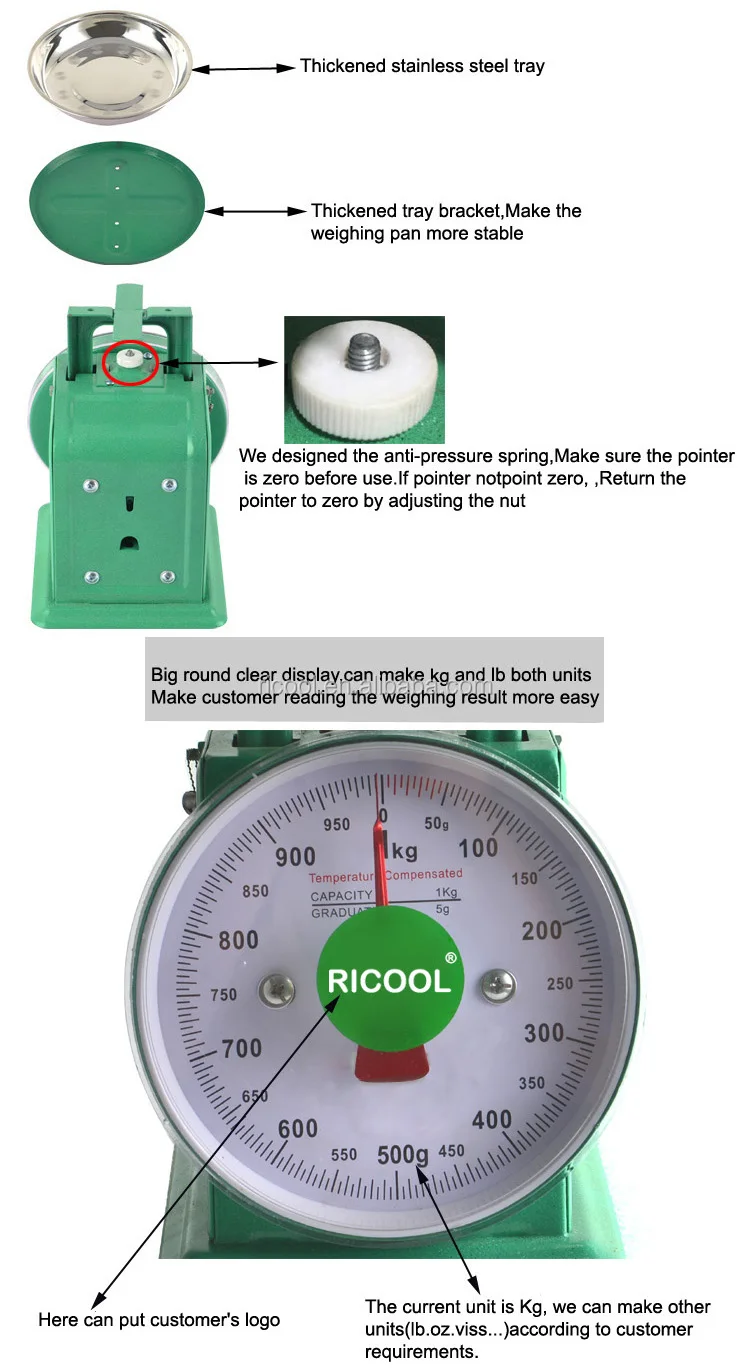 1kg Mechanical Dial Spring Weighing Scale - RICOOL RC-S1