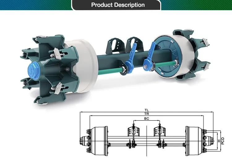 16t Six Spoke Wheel Bogie Axle For Heavy Duty Vehicle - Buy Bogie Axle ...