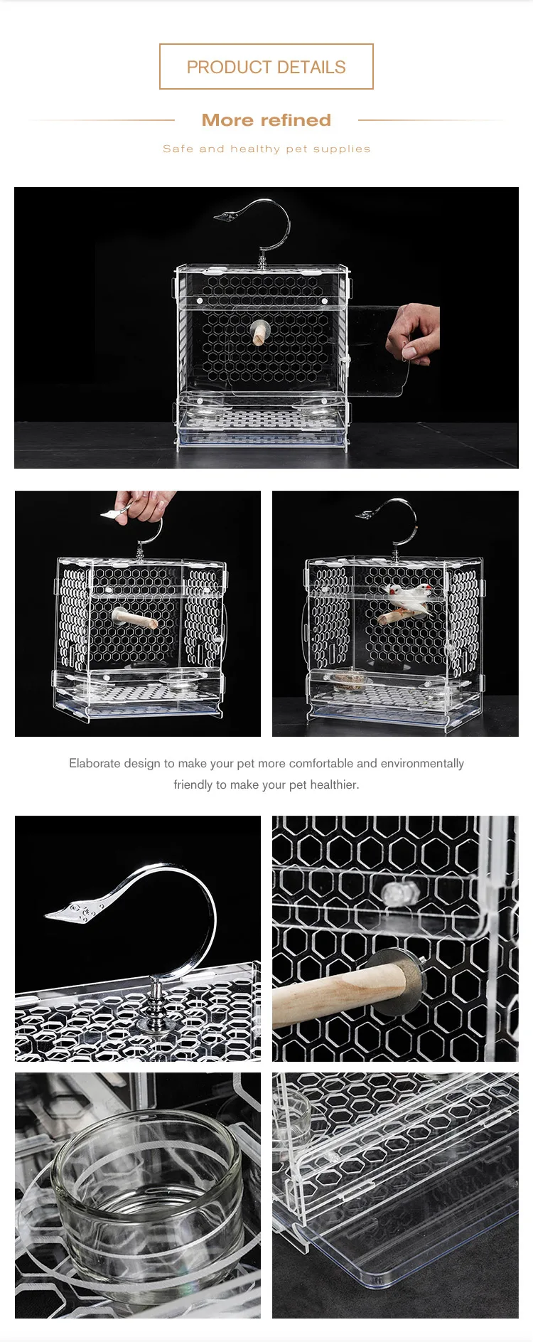 High Quality Custom Clear Portable Acrylic Outdoor Hanging Bird Cage ...