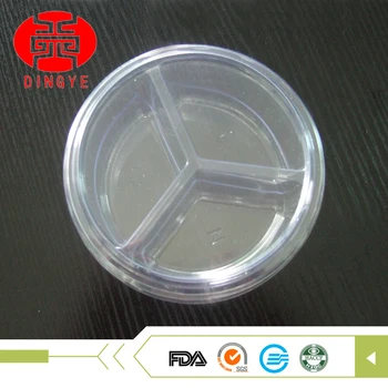 Round 3 Compartment Candy Divided Small Plastic Containers Candy Box ...