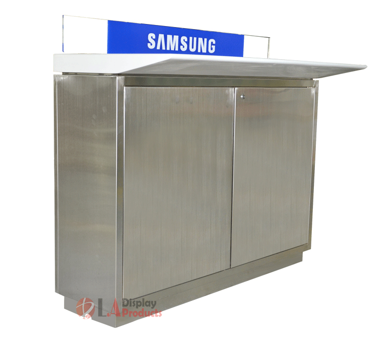 Stainless Steel Mobile Phone Display Table For Samsung Store Experience ...