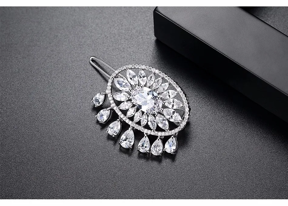 Luoteemi Fashion Simple Big Sun Shape Clear Crystal Hair Pin Paved Fine ...