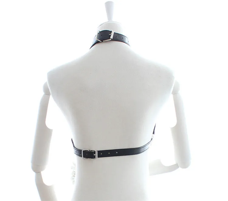 Pu Leather Neck Collar Open Breast Bondage Erotic Body Harness ...