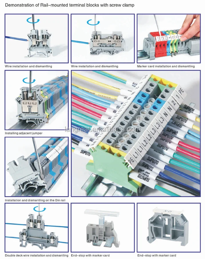 Montaje de carril DIN bloque de terminales USLKG-10 tierra| Alibaba.com