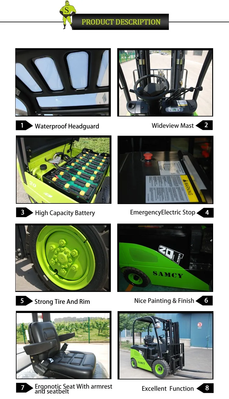 Forklift Electric Capacity 1t 2t 3t 1.5 Ton 2 Ton Loading Capacity ...