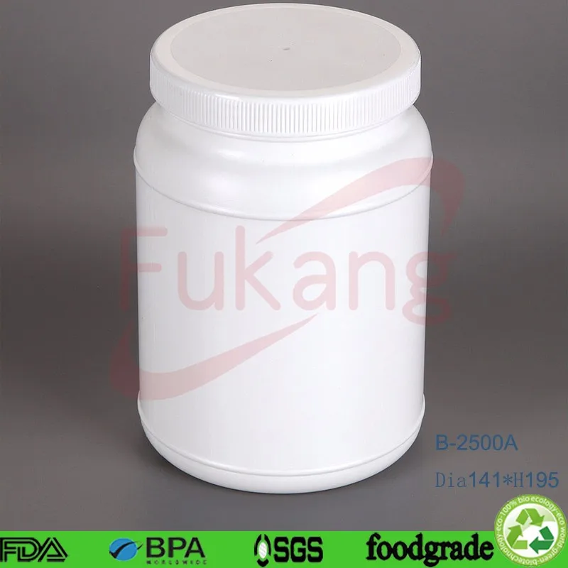 2.5 Liter HDPE Plastic Protein Powder Containers - Wholesale