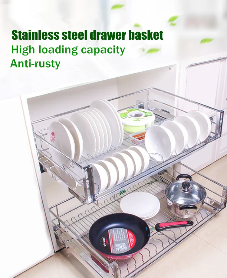 Bottle Pullout Kitchen Stainless Steel Pull Out Basket With Soft ...