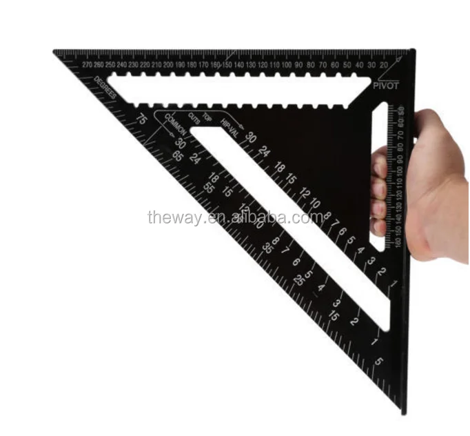 12 Inch Metric Triangle Ruler Black Aluminum Alloy High Precision ...