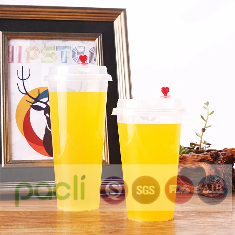 Factory Supplies Hotsale 16oz 24oz Boba Bubble Tea Cups Pp Plastic ...