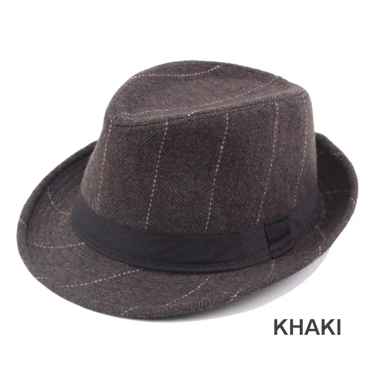 British Style Checked Tweed Fedora Hat For Men - Oem