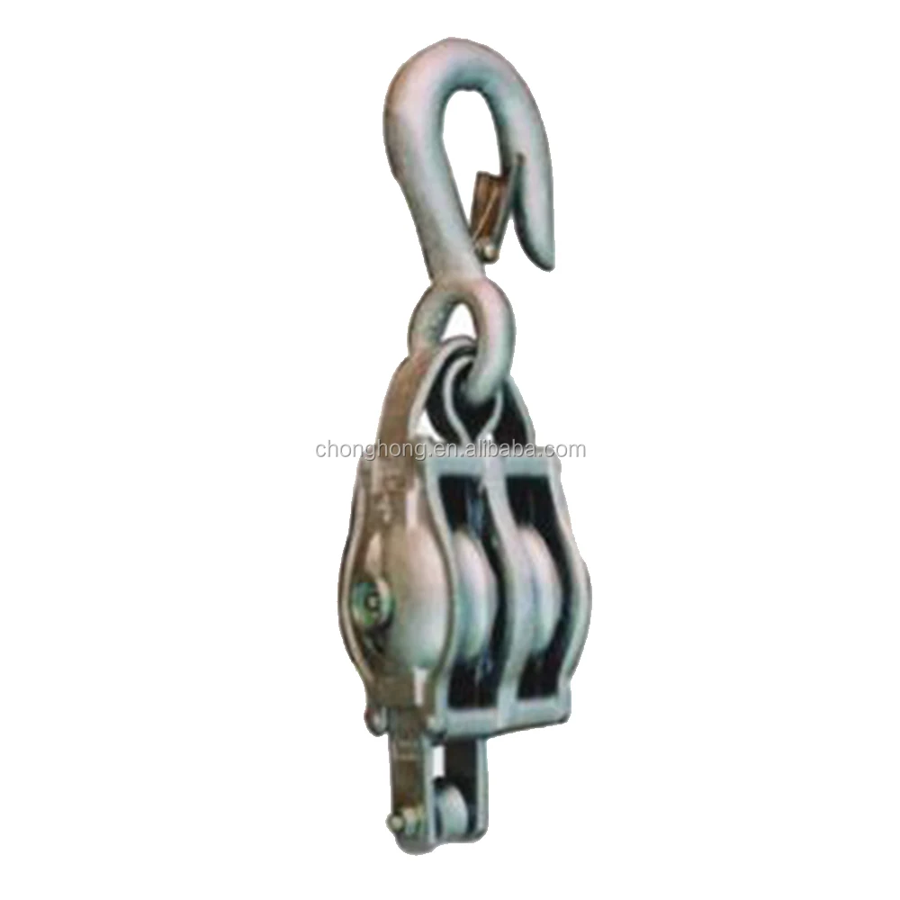Hot Galvanized Iron Shell Manila Three-wheel Shackle Pulley Block ...