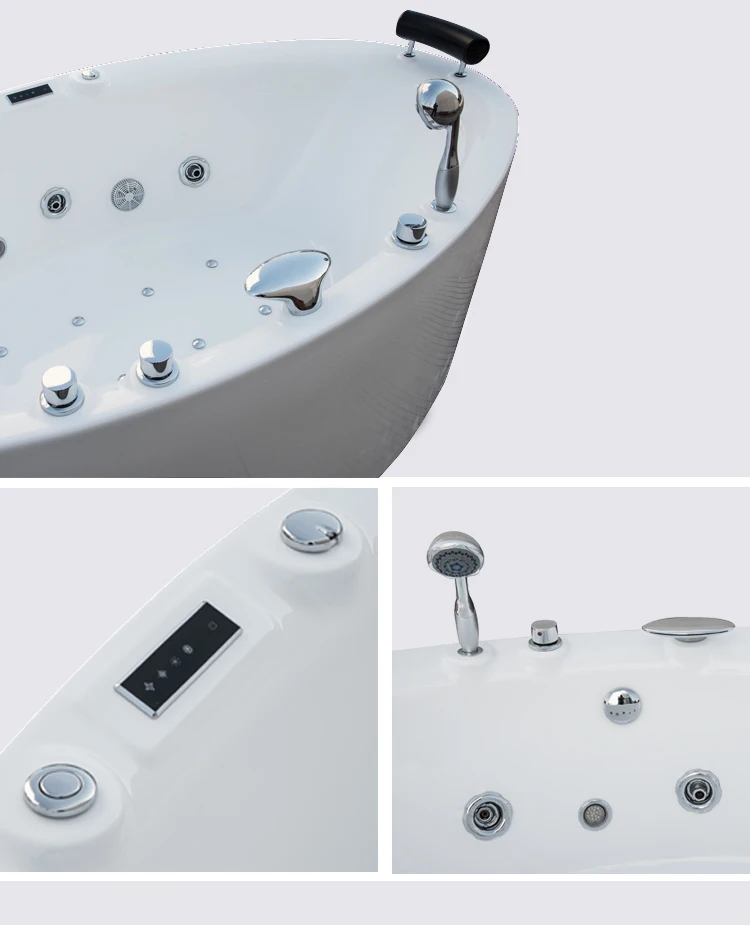 Moon Tub - Whirlpool and Massage Bathtub with Center Drain