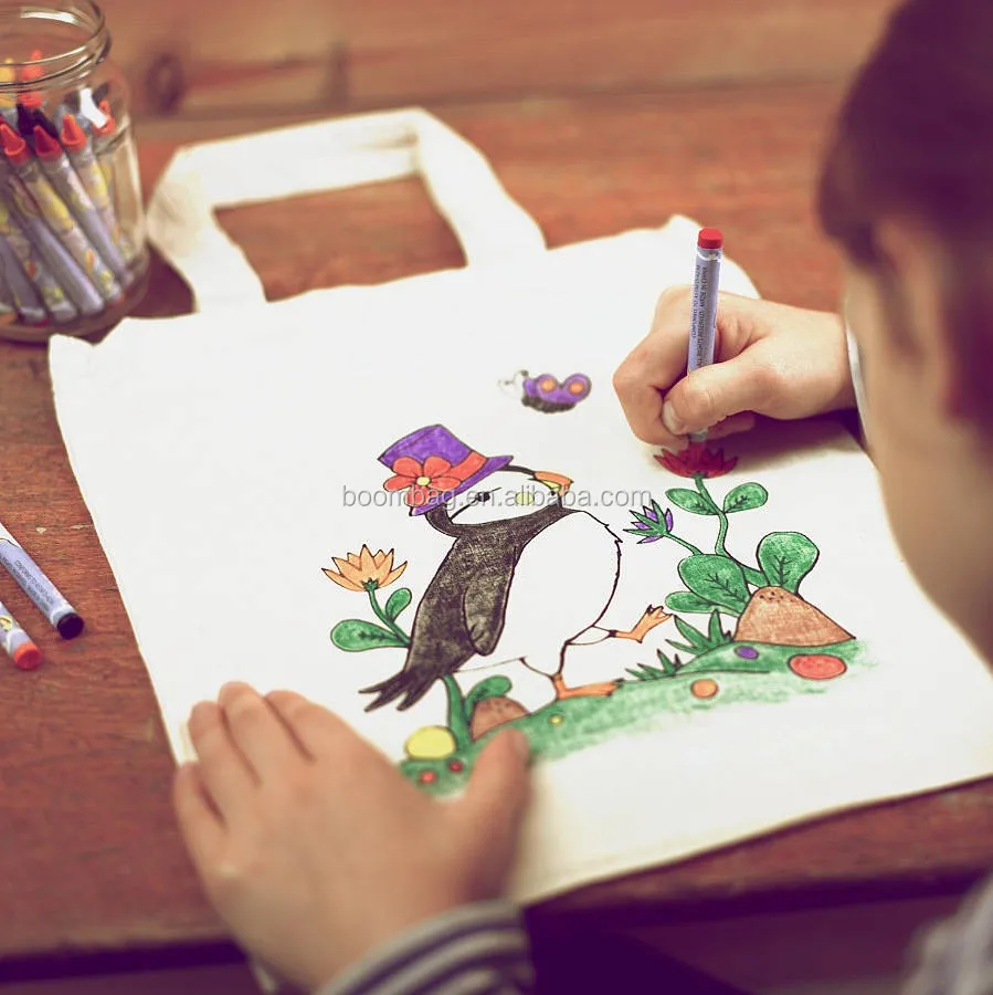 Kids Diy Drawing Colouring Doodle Fancy Gift Natural Cotton Canvas ...