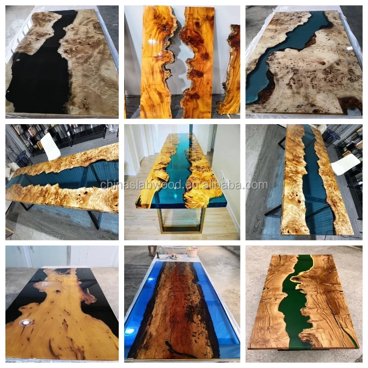Unique Table Top Solid Walnut Wood With Black Epoxy Resin River Table ...