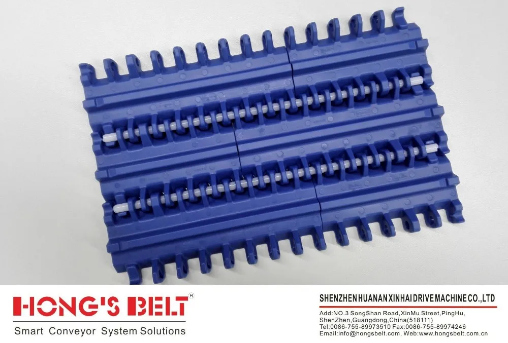 Hongs Blue Plastic Material Modular Conveyor Belt With Pop-up Flight ...