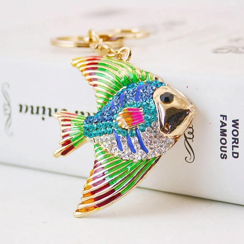 Full Rhinestone Crystal Keychain Blue Ocean Fish Keychain - Buy Cute ...