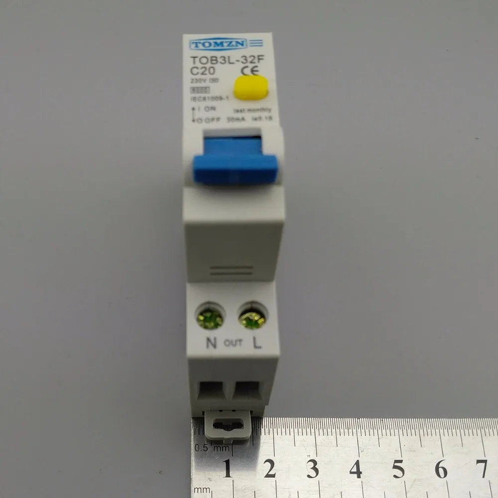 18mm Rcbo 20a 1p+n 6ka Residual Current Circuit Breaker Differential ...