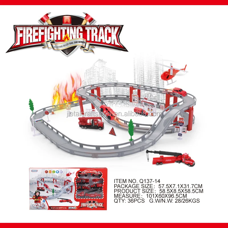 41pcs Fire Fighting Track With 2pcs Sliding Die Cast Metal Fire Cars ...