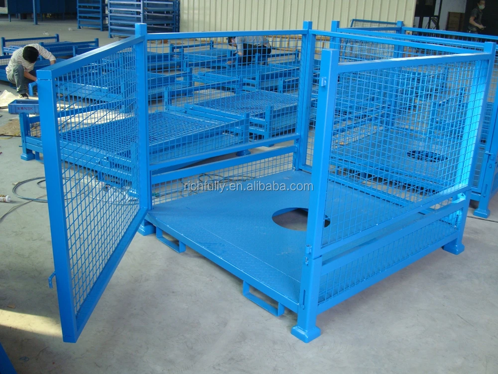 Collapsible Steel Rolling Storage Cage - Heavy Duty & Stackable