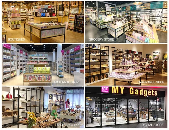 Portable Miniso Wooden Metal Supermarket Display Shelves Store Shelving ...