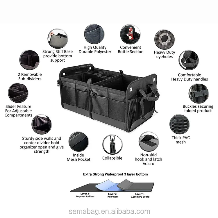 Waterproof Truck Box Cargo Storage - Collapsible Trunk Organizer