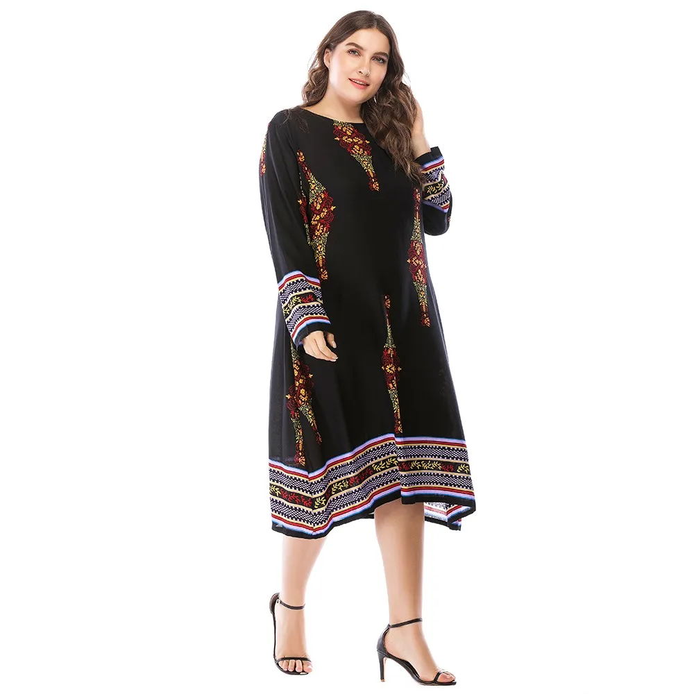 2082# 2018 Turkey Long Sleeve Ethnic Printed Clothing Fabric Dress ...