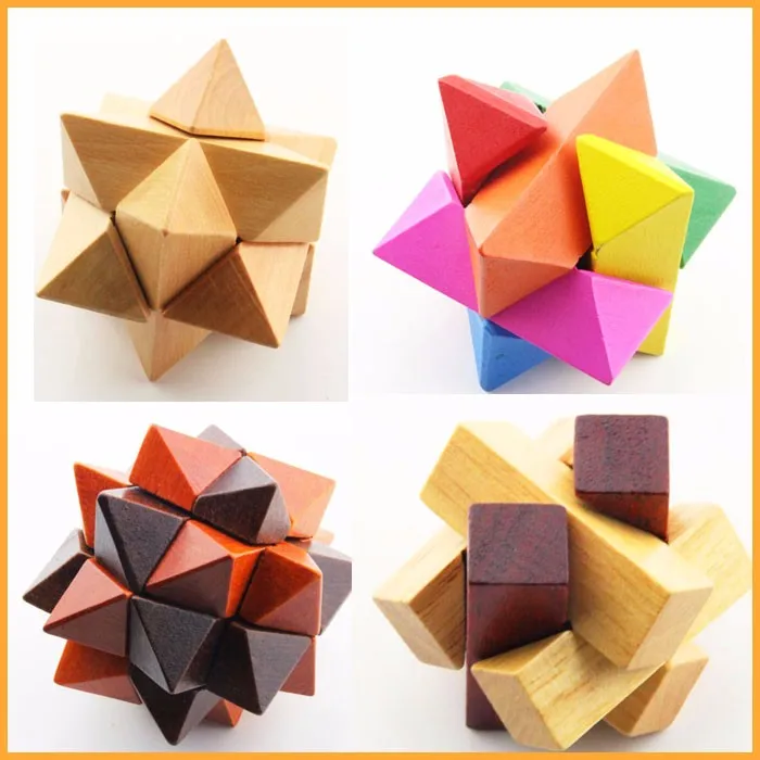 Wooden 3d Hand-held Puzzles Iq Toys Brain Teasers Board Games For Kids ...