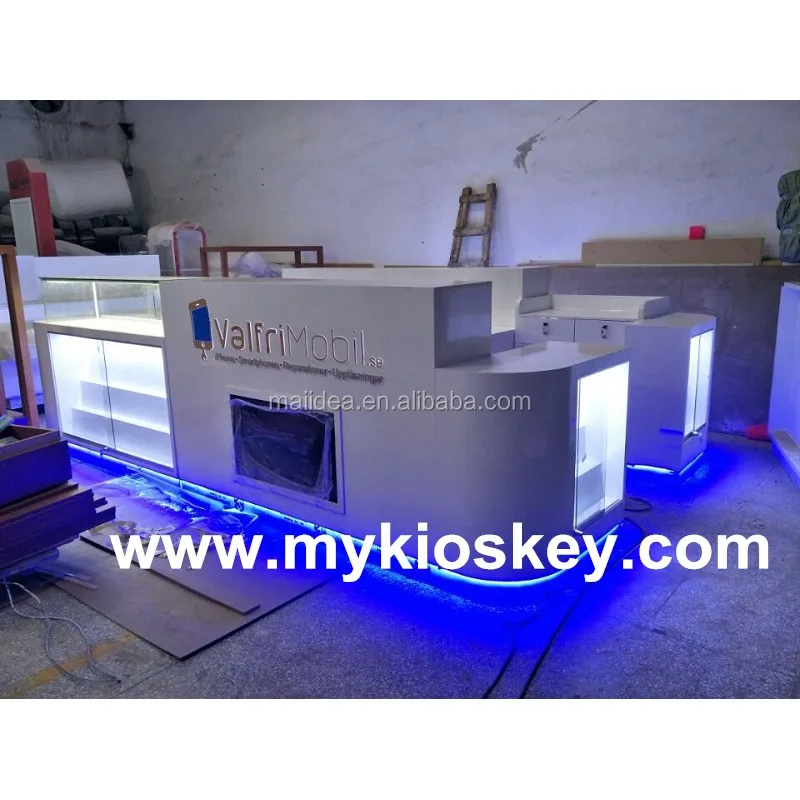 Customize glass mobile phone display showcase cell phone kiosk