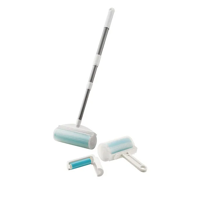 3 In 1 Lint Roller Set With Covers,3 Section Telescopic Metal Pole ...