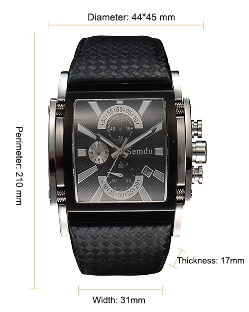 Customize Square Shape Chronograph Function Quartz Movement Men Wrist ...