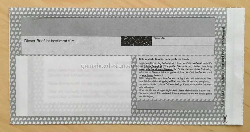 3 Ply Carbonless Bank Pin Mailer Printing - Buy Pin Mailer,Bank Pin ...