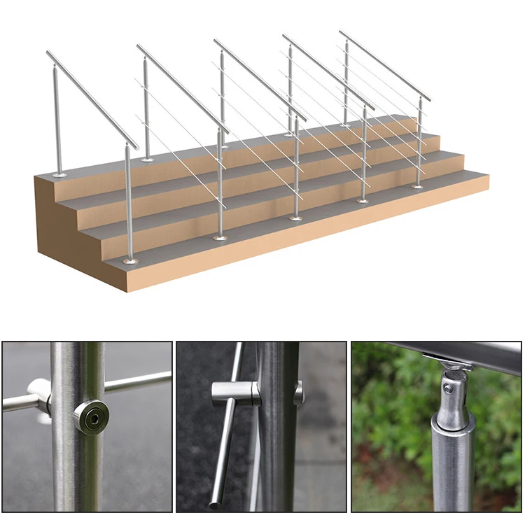 Removable Stainless Steel Pipe Staircase Handrail Design For Outdoor ...