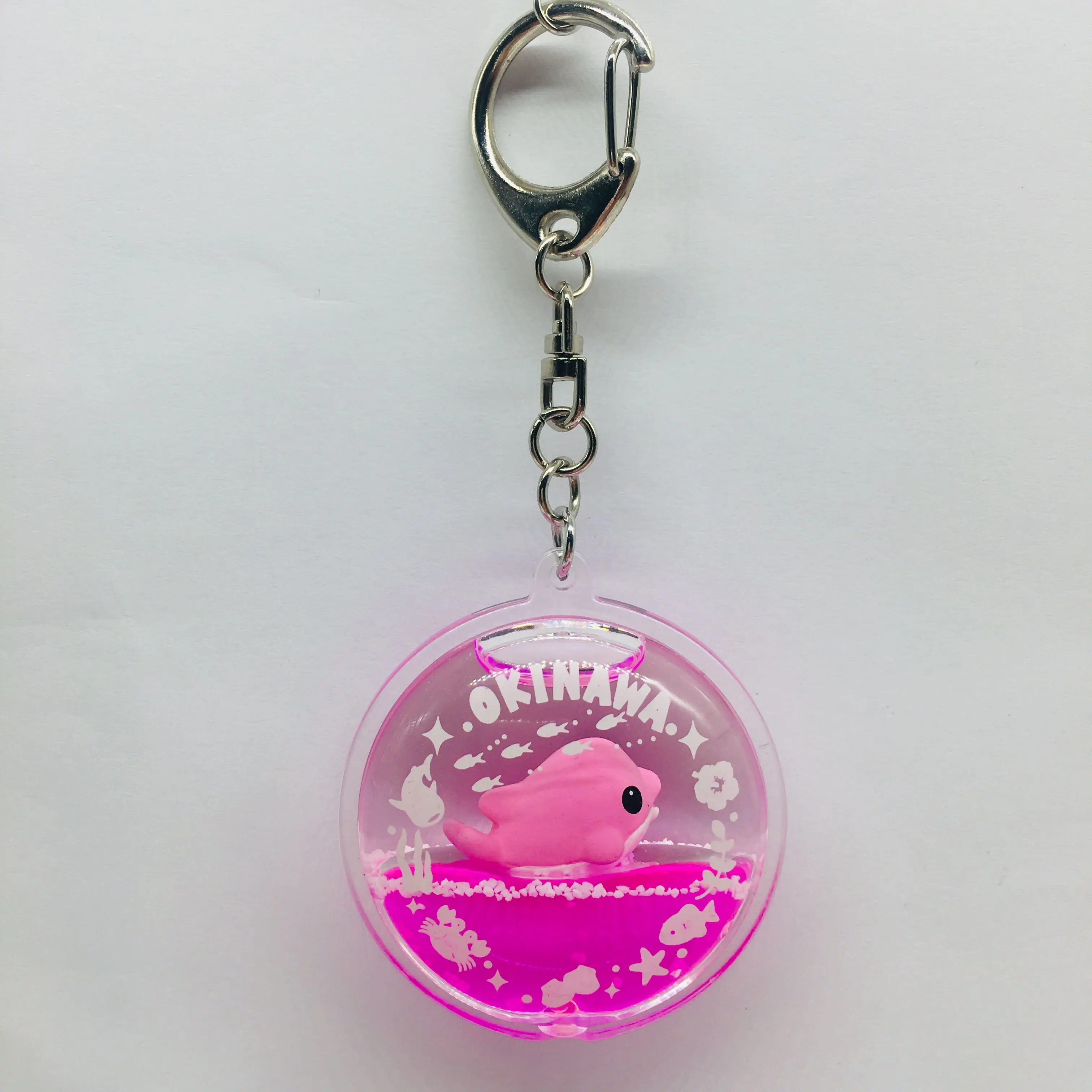 Pink Liquid Keychain With Cute Dolphin Floater Inside 3d Floater ...
