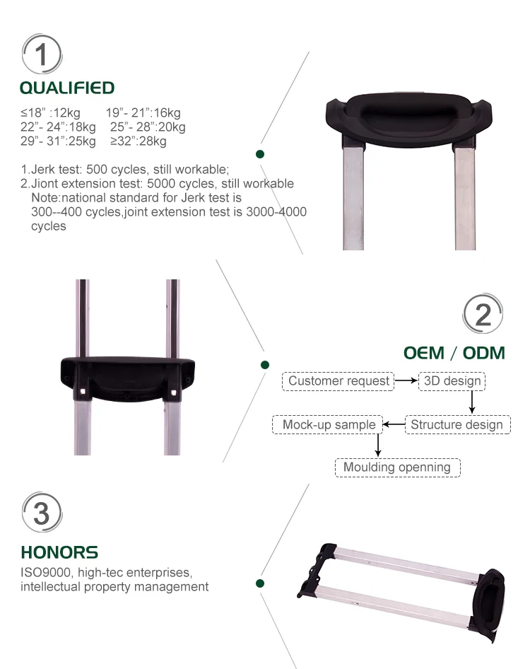 Adjustable Telescopic Luggage Handle Replacement Parts Push Button ...
