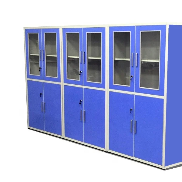 Laboratory Equipment Two Door Reagent Cabinet With Glass Blue & Gray ...