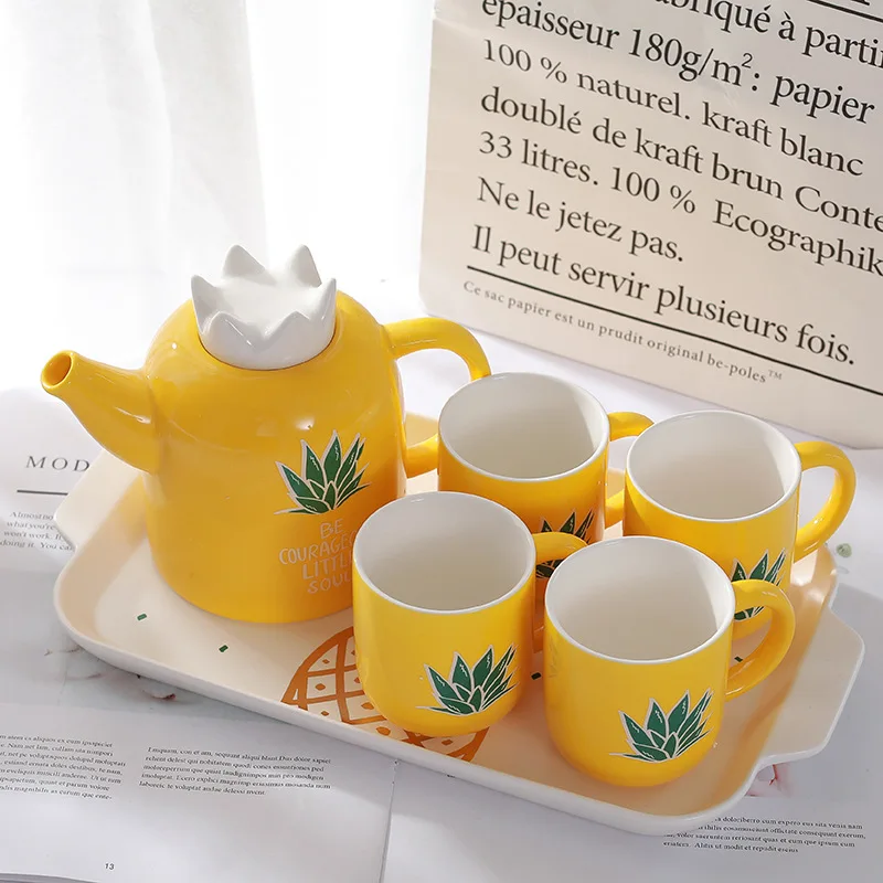 Creative Cactus Tea Pot Set - Porcelain Teapot & Cups in One
