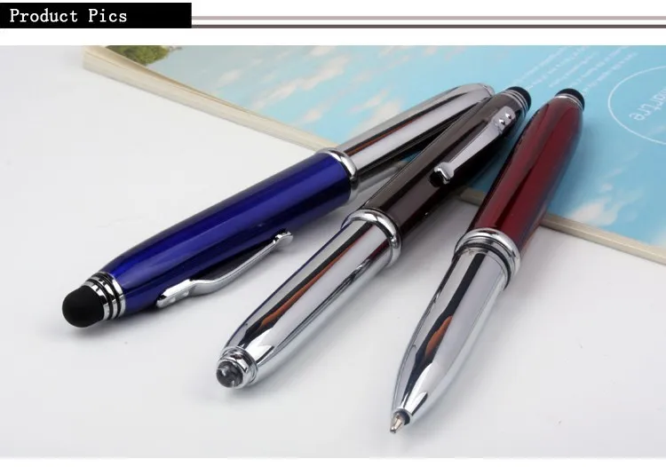 Business 3 In 1 Led Metal Pen Light Tip Ball With Stylus Flashlight Led ...