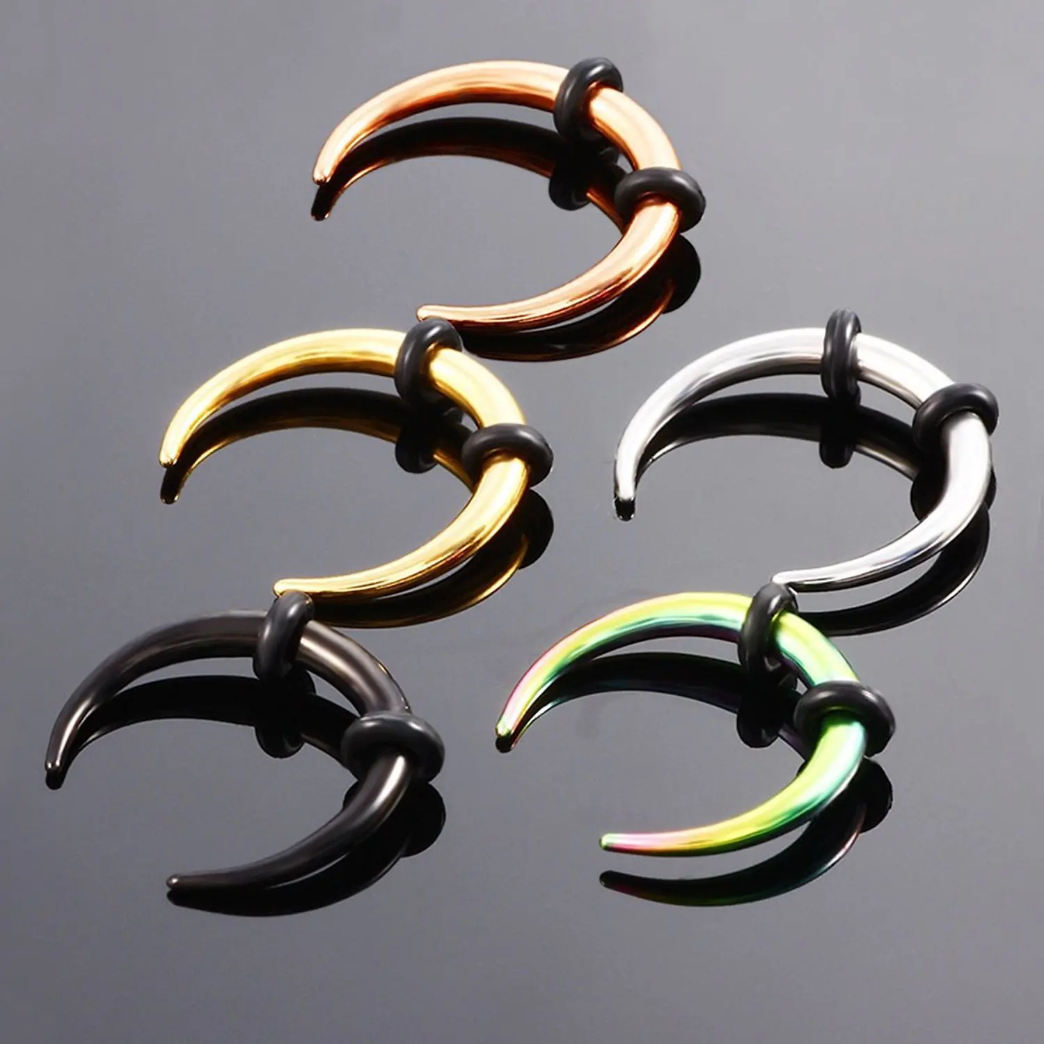 Vriua C-type Stainless Steel Horns Septumb Clicker Piercing Nostril ...