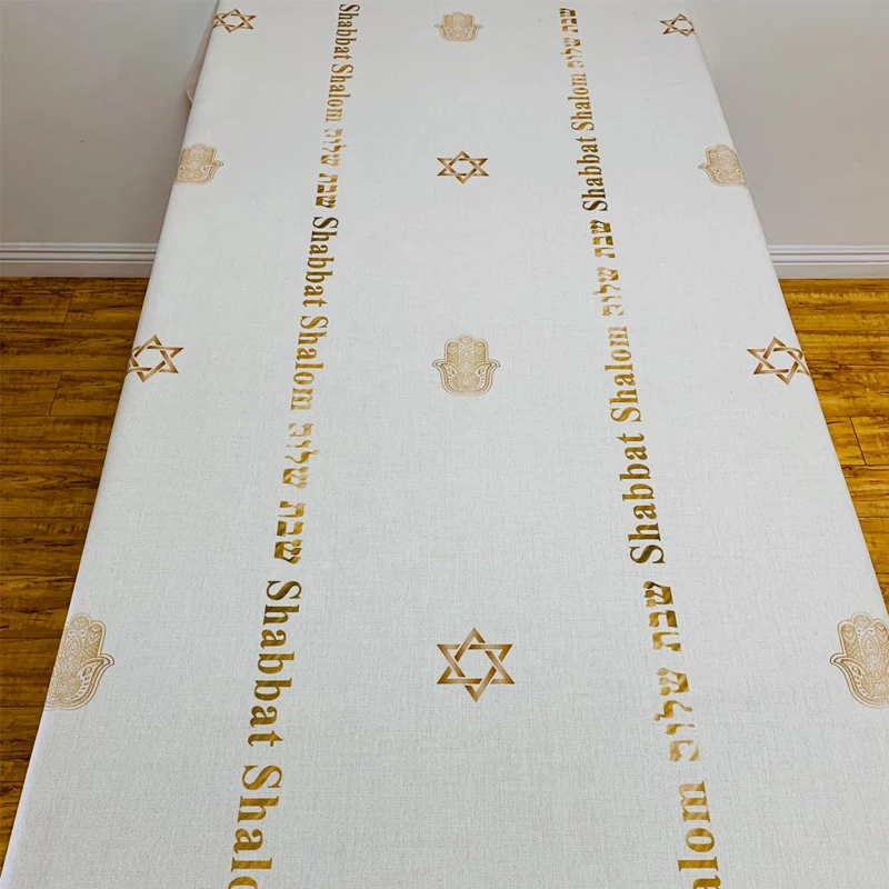 Beautiful Elegant Shabbat Shalom Digital Printing Linen Table Cloth ...
