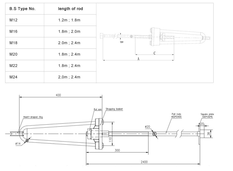 Bow Stay Rod with Plate - Durable Electric Power Fittings