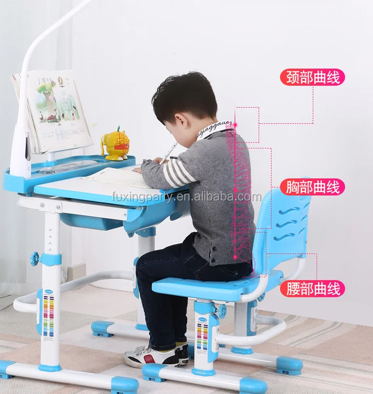 Blue Color Kids Study Table Adjustable Children Folding Assemble Study ...